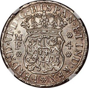 Mexican Silver 4 Reales "Ferdinand VI" 1747-1760 KM# 95 | coinscatalog.NET