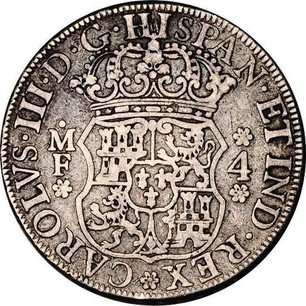 Mexican Silver 4 Reales "Carolus III" 1760-1771 KM# 96 | coinscatalog.NET