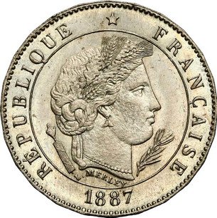 French Nickel-Silver 5 Centimes "Essai by Merley. Type II. 24-sided ...
