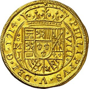 Mexican Gold 8 Escudos "Philip V" 1714-1723 KM# R57.3 | coinscatalog.NET