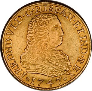 8 Escudos de Oro Mexicanos "Fernando VI" 1747 KM# 149 | coinscatalog.NET