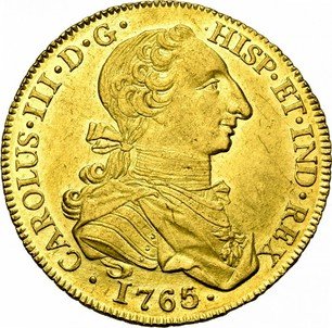8 Escudos de Oro Mexicanos "Carolus III" 1762-1771 KM# 155 ...