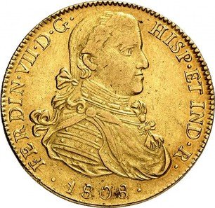 8 Escudos de Oro Mexicanos "Fernando VII" 1808-1812 KM# 160 ...