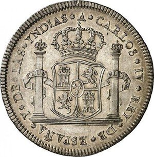 8 Reales de Plata Mexicanos "Moneda Proclamación Carlos IV" 1789 KM ...