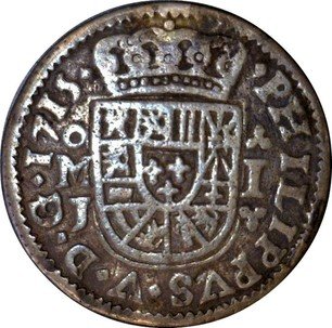 Mexican 1/10 Oz Silver Real "Philip V" 1715-1718 KM# R30 | coinscatalog.NET