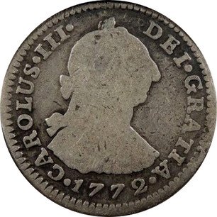 Mexican Silver Real "Carolus III" 1772-1773 KM# 78.1 | coinscatalog.NET