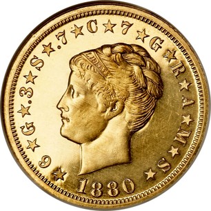 USA Gold One Stella "400 Cents" 1880 KM# Pn1745 | coinscatalog.NET