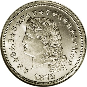 USA One Stella "Flowing Hair" 1879-1880 KM# Pn1722 | coinscatalog.NET