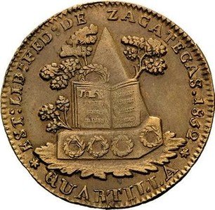 Mexican 1/4 Real "Floating Angel" 1824-1864 KM# 366 | coinscatalog.NET