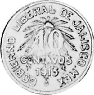 Mexican 10 Centavos "Jalisco Revolutionary. Guadalajara" 1915 KM# 678 ...