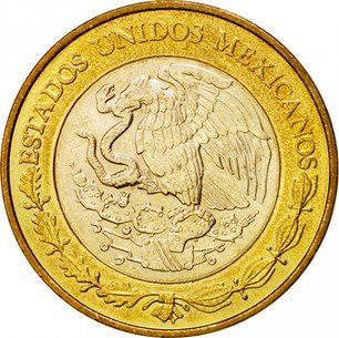 Mexican 10 Pesos "Aztec Carving" 2000-2001 KM# 636 | coinscatalog.NET