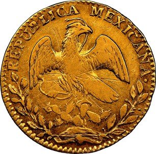 Mexican Gold 2 Escudos "Cap on Stick" 1828 KM# 380.2 | coinscatalog.NET
