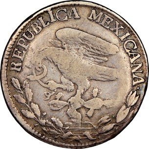 Mexican Silver 2 Reales "Radiant Cap" 1824 KM# 373.4 | coinscatalog.NET