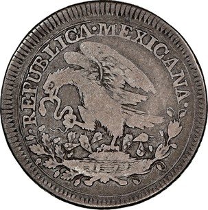 Mexican Silver 2 Reales "Radiant Cap" 1824 KM# 373.1 | coinscatalog.NET