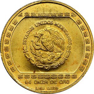 Mexican 1/4 Oz Gold 25 Nuevos Pesos "Hacha Ceremonial" 1993 KM# 585 ...