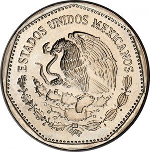 Mexican 5 Pesos "Quetzalcoatl" 1980-1985 KM# 485 | coinscatalog.NET