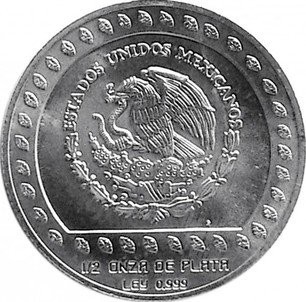 Mexican 1/2 Oz Silver 50 Pesos "Guerrero Aguila" 1992 KM# 555 ...