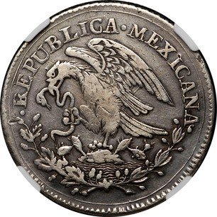 Mexican Silver 8 Reales "Radiant Cap" 1824 KM# 376.6 | coinscatalog.NET