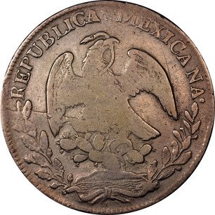 Mexican Silver 8 Reales "Radiant Cap" 1825-1897 KM# 377.8 | coinscatalog.NET