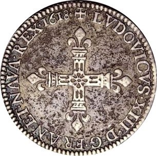 French Silver 1/8 ECU "Louis XIII. Piedfort" 1618 | coinscatalog.NET