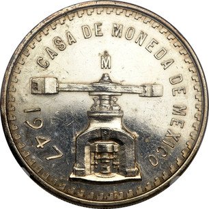 Mexican Silver 1 Onza "Scales Pattern" 1947 KM# Pn196 | coinscatalog.NET