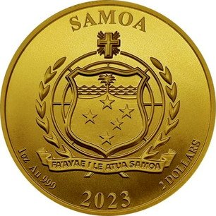 Samoan 1 Oz Gold 2 Dollars "Four Guardians. Vermilion Bird of the South ...