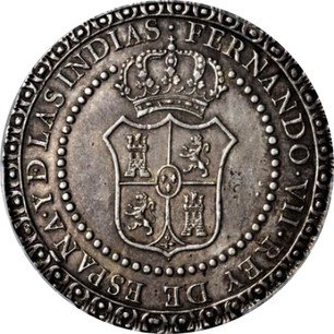 4 Reales de Plata Mexicanos "Moneda Proclamación Fernando VII. Xalapa ...