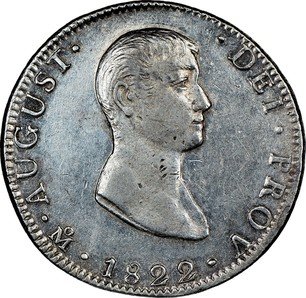 Mexican 8 Reales "Augustin I Pattern" 1822 KM# Pn1 | coinscatalog.NET
