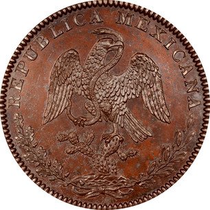 Mexican 8 Reales "Radiant Cap Pattern" 1844 KM# Pn67 | coinscatalog.NET
