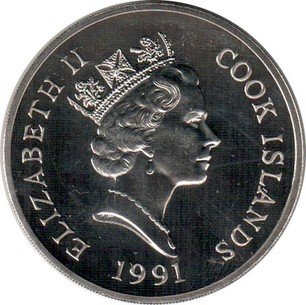 Cook Islands Copper-Nickel 5 Dollars "Penguins" 1991 KM# 219 ...