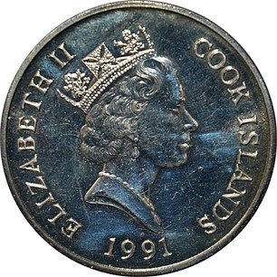 Cook Islands Copper-Nickel 5 Dollars "Bee Hummingbird" 1991 KM# 227 ...