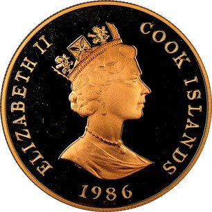 Cook Islands Gold Dollar "60th Birthday of Queen Elizabeth" 1986 KM ...