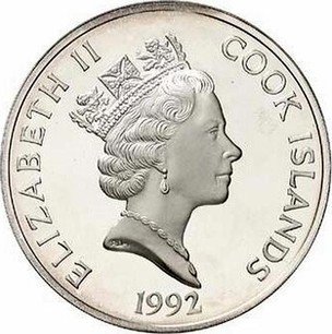 100 Dólares de Plata de las Islas Cook "Cristóbal Colón con barcos ...