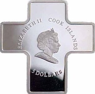 Cook Islands Silver 5 Dollars "Crucifixio Domini" 2008 KM# 599 ...