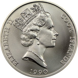 Cook Islands Silver 50 Dollars "Elizabeth II Buffalo" 1990 KM# 58 ...