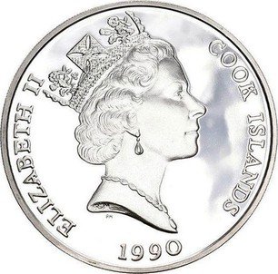 Cook Islands Silver 50 Dollars "Elizabeth II Koala and Cub" 1990 KM# 57 ...