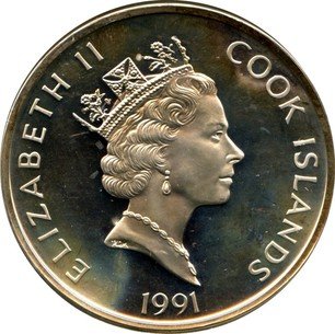 Cook Islands Silver 50 Dollars "Sailing ship the Mayflower and Pilgrims ...