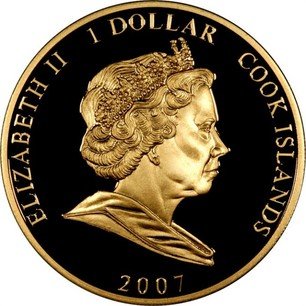 Cook Islands Copper-Nickel plated Gold Dollar "Diamond Wedding. Queen ...