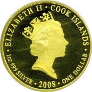 Cook Islands 1 Oz Silver One Dollar "Indian Gold Pagoda" 2008 KM# 496 ...