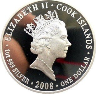 Cook Islands 1 Oz Silver One Dollar "1910 Florin" 2008 KM# 495 ...