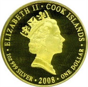 Cook Islands 1 Oz Silver One Dollar "King George III Spade Guinea" 2008 ...