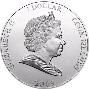 Cook Islands Silver plated Copper-Nickel Dollar "Elizabeth II The Sun ...