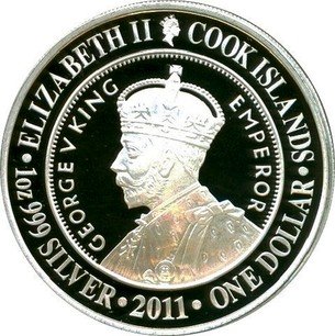 Cook Islands 1 Oz Silver One Dollar "Centenary Florin" 2011 KM# 1284 ...