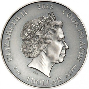 Cook Islands 2 Oz Silver 1 Dollar Dependency of New Zealand/Bullion ...