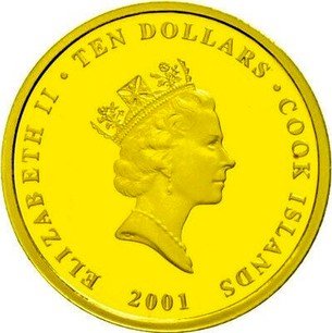 Cook Islands Gold 10 Dollars "Black-Faced Spoonbill" 2001 KM# 550 ...