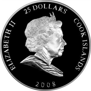 Cook Islands 5 Oz Silver 25 Dollars "Queen Elizabeth I" 2008 KM# 1628 ...