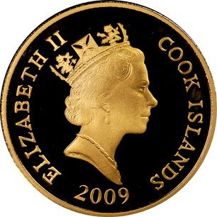 Cook Islands Gold 25 Dollars "Kitty Shield" 2009 KM# 1229 ...