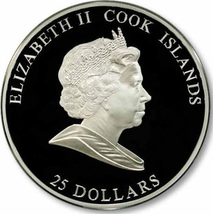 Cook Islands Silver 25 Dollars "Kruzenstern" 2011 KM# 1323 ...