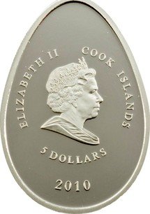 Cook Islands Silver 5 Dollars "Green Cloisonne" 2010 KM# 727 ...