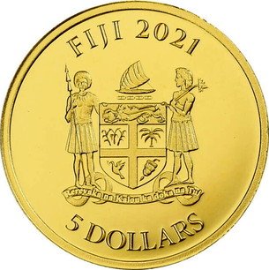 Fijian Gold 5 Dollars "60th Anniversary of the First Man in Space" 2021 ...